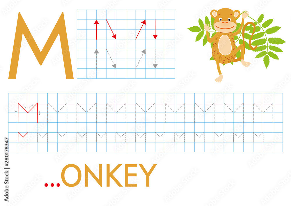 Worksheet for kids with letter “M”. For study English alphabet ...