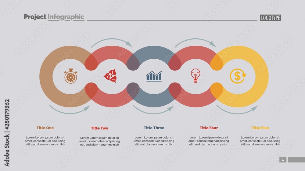 Cycle diagram with five elements. Circular infographics, process chart ...