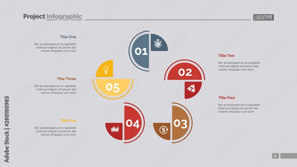 Cycle chart with five elements. Step diagram, process chart, layout ...