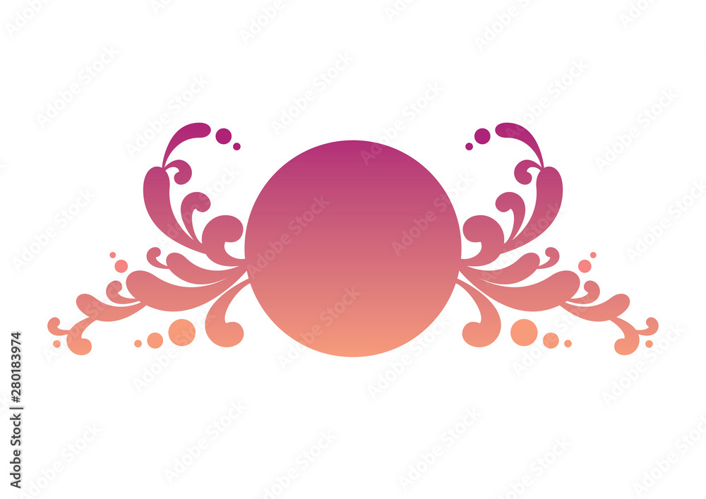 Round pink floral logo vector. Purple floral icon isolated on a white ...