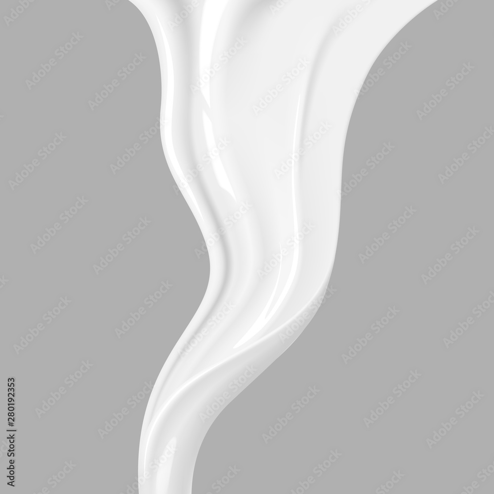 Pouring milk. Fluid flow, flow of cream, milk for your advertisements ...