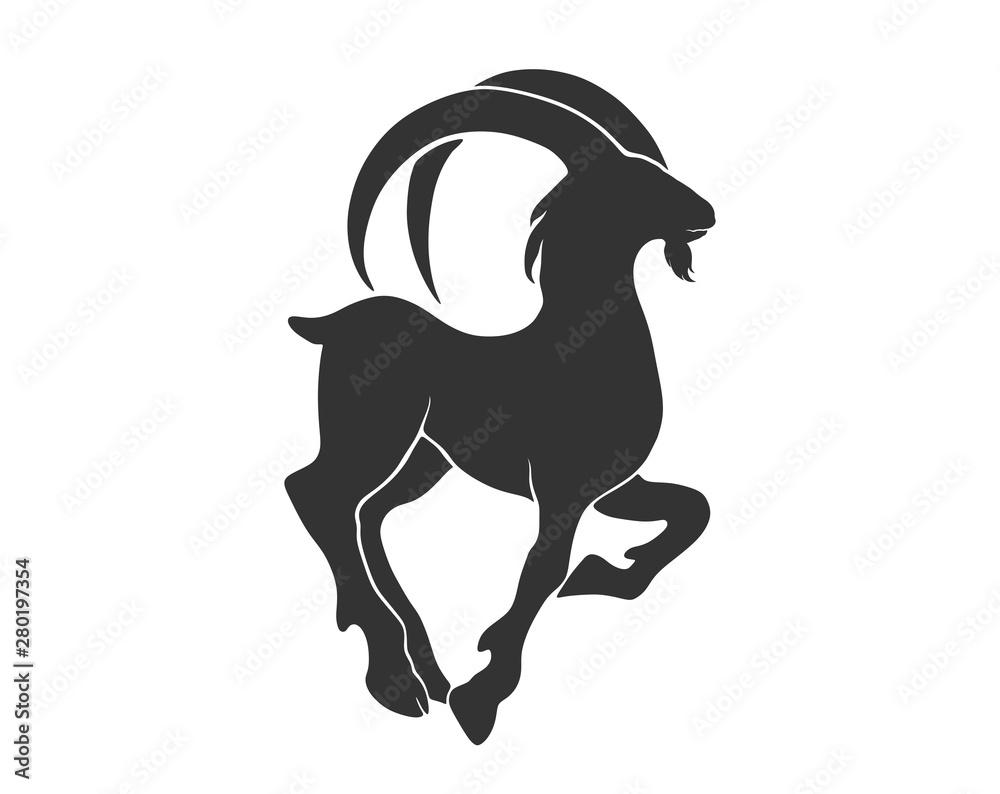 wild goat icon. side view. isolated vector logo image of animal Stock ...
