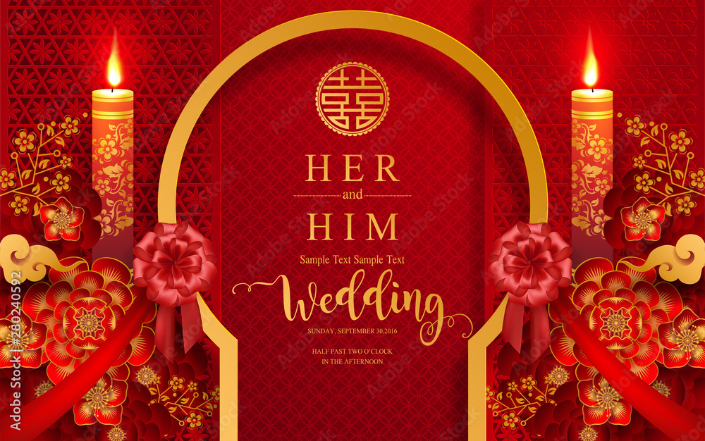 Chinese traditional and asian elements background template on paper ...