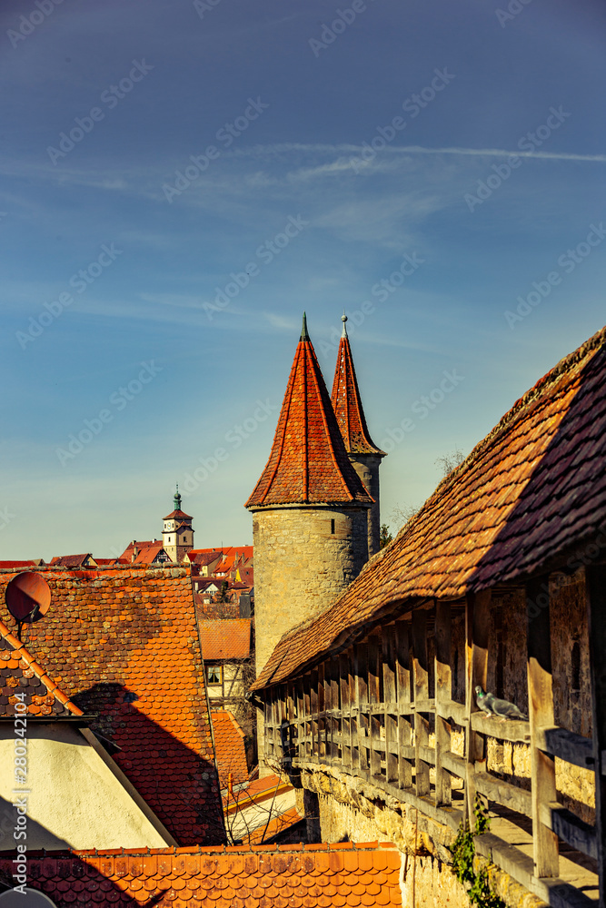 Stadtmauer in Rothenburg ob der Tauber Deutschland Stock Photo | Adobe ...