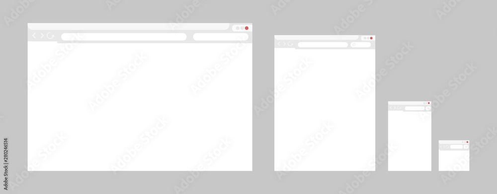 Flat blank browser windows for different devices. Screen, digital ...