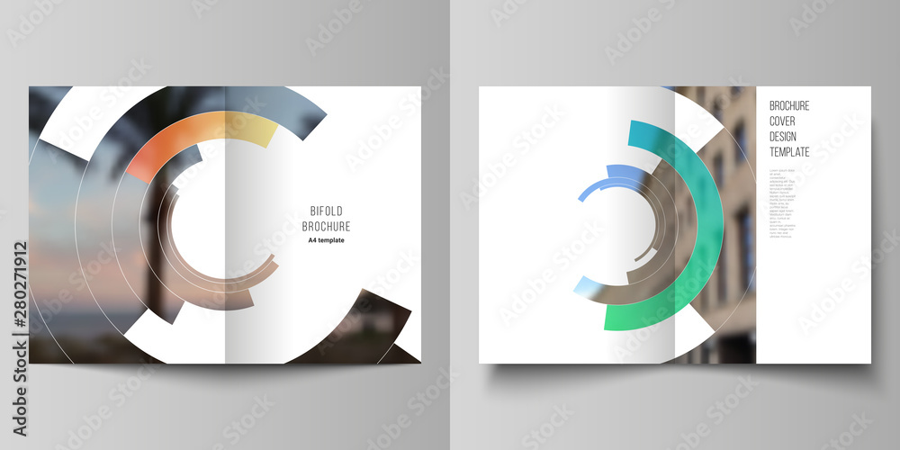 Vector layout of two A4 format modern cover mockups design templates ...