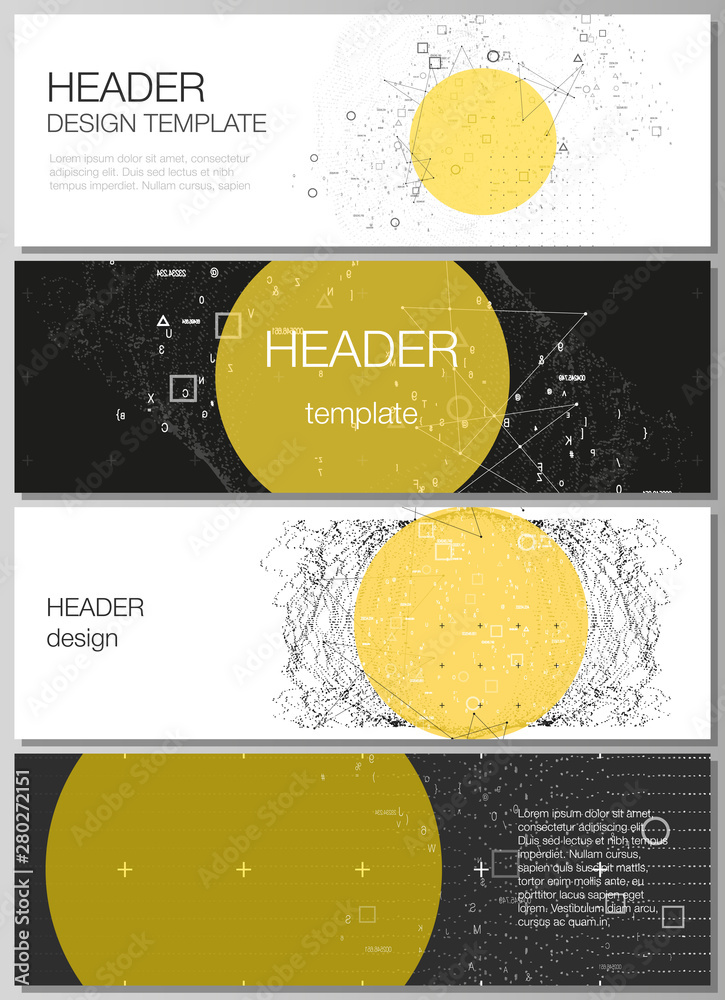 The minimalistic vector illustration of the editable layout of headers ...
