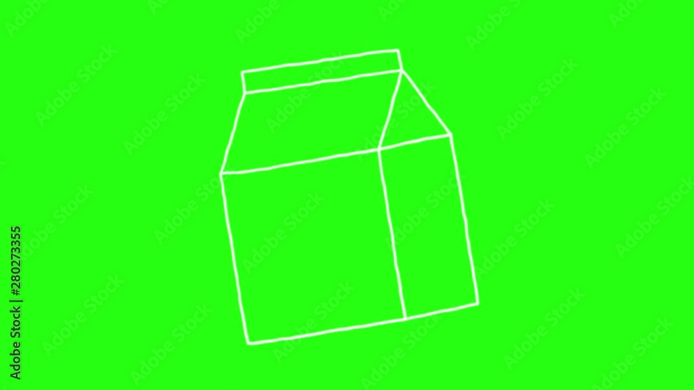 Milk Icon Hand Draw cartoon Animation Doodle in Green Screen Stock ...