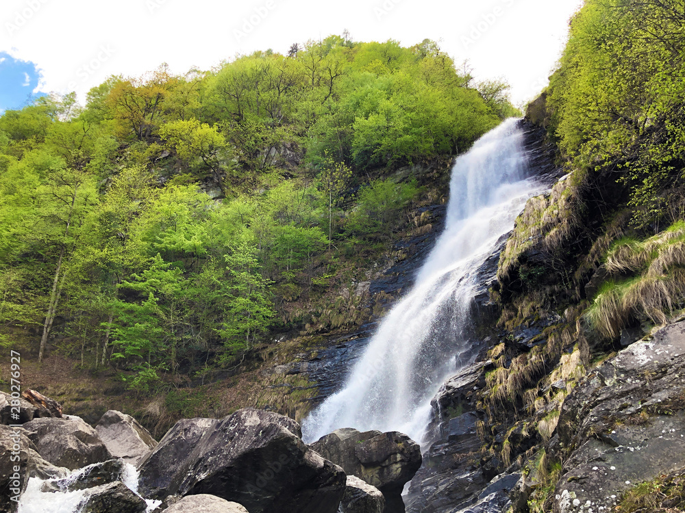 Waterfall Boschetto or Cascata del Boschetto, Cevio (The Rovana Valley ...