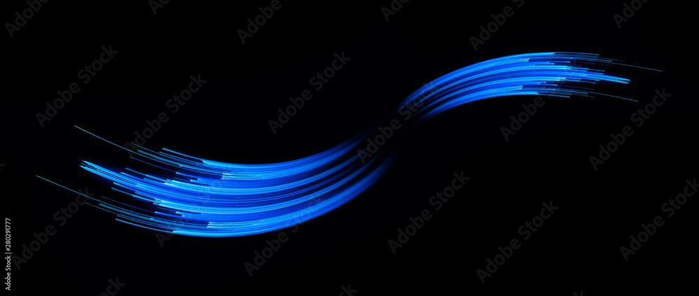 Glow effect. Ribbon glint. Curved lines. Power energy. LED glare tape ...