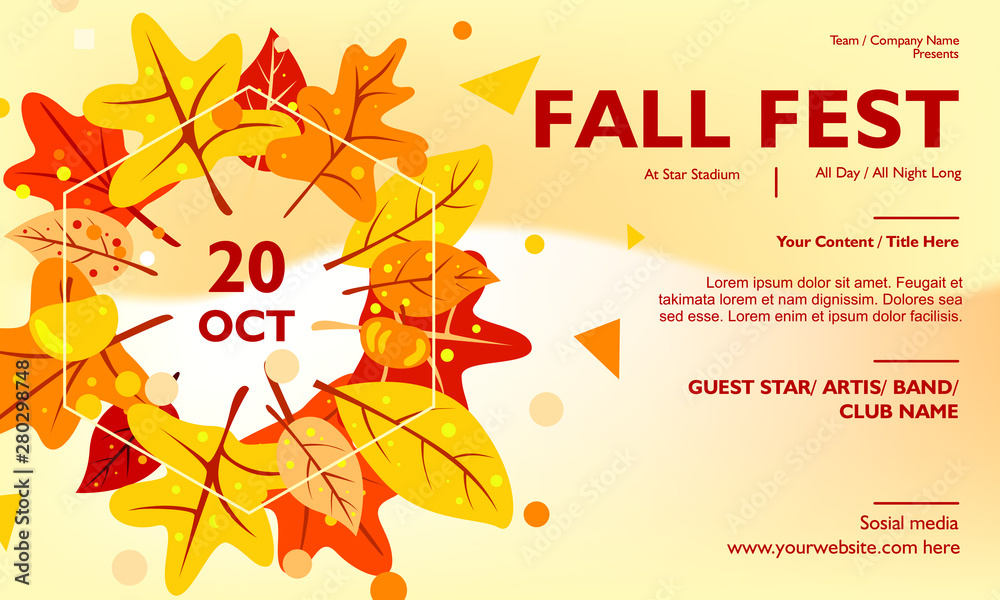 Autumn poster template for music event, festival, party, concert ...