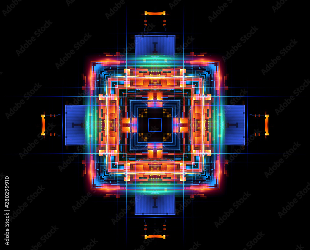 Led Light. luma effect. Future tech. Glare cubes. Digital signal ...