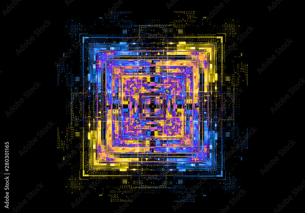 Led Light. luma effect. Future tech. Glare cubes. Digital signal ...