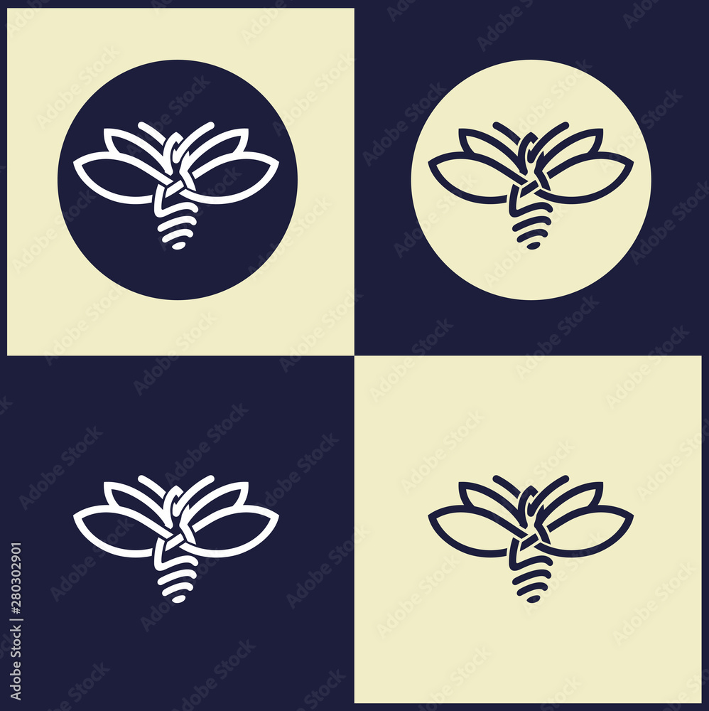 Firefly as fluorescent lamp, firefly icon, vector logo design concept ...