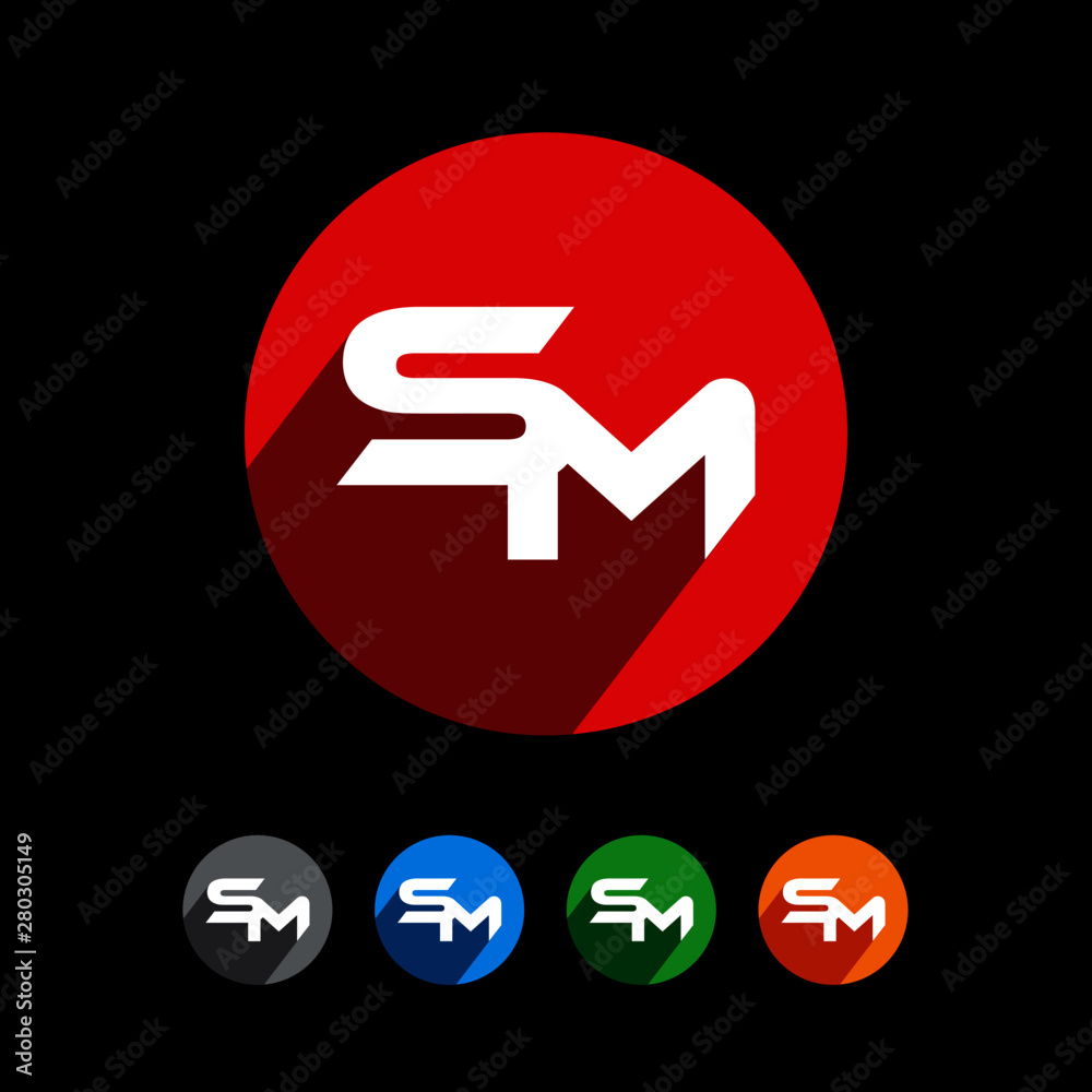SM Letter Black Background Vector Template Stock Vector | Adobe Stock