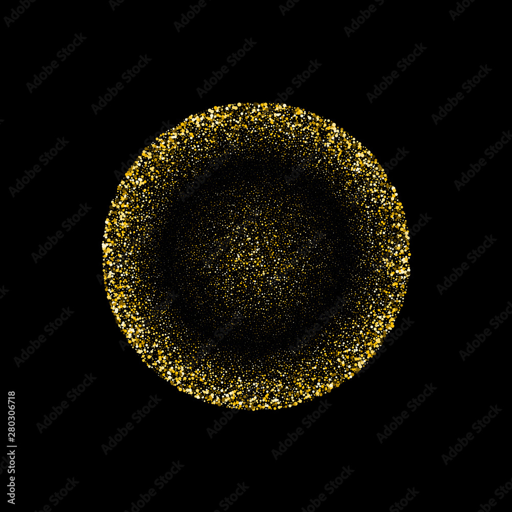 Glitter luxury round golden on black background. Gold glitter circle ...