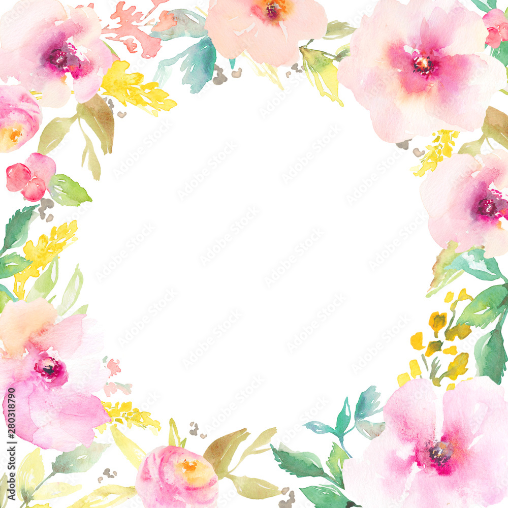 Cute Flower Frame, Painted Watercolor Floral Border, Spring Border ...