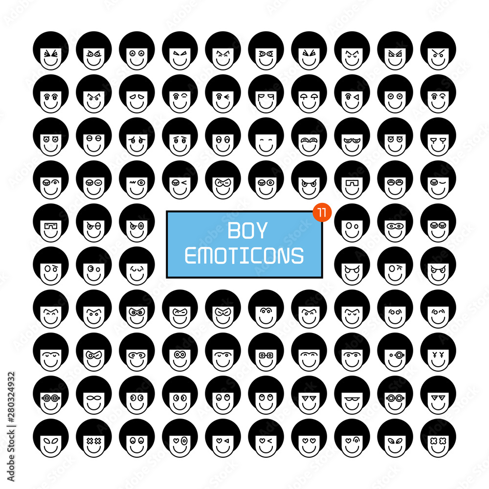 boy face emoticon icons Stock Vector | Adobe Stock