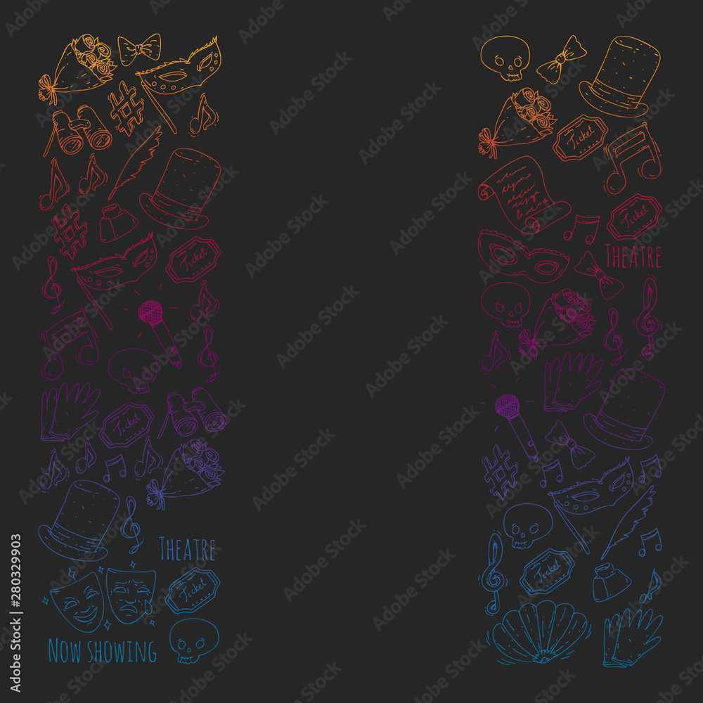 Theatre vector illustration. Entertaiment, cinema, stage, event ...