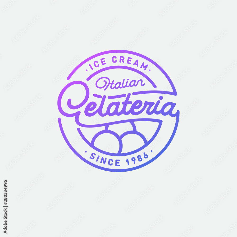 Italian ice cream logo. Gelateria emblem and sign. Italian ice cream ...