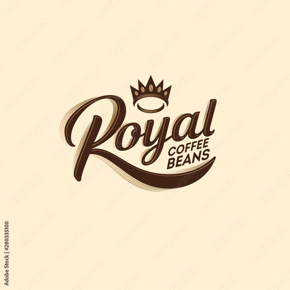 Royal coffee bean logo. Coffee store or cafe logo. Calligraphy ...