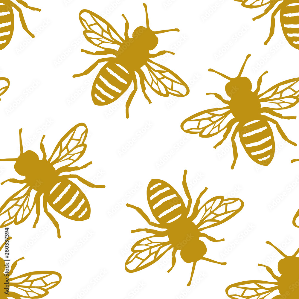 Seamless Honey Bee Pattern. Endless Background. Stock Vector | Adobe Stock