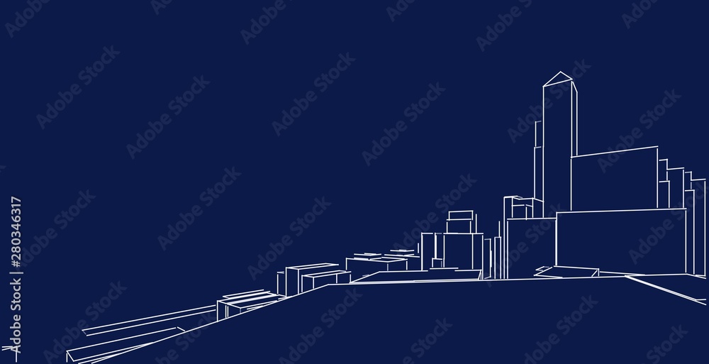 Modern architecture wireframe. Concept of urban wireframe. Wireframe ...