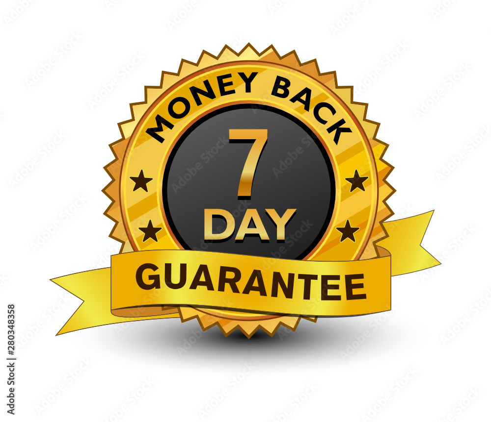 Vecteur Stock Strong and powerful golden 7 day money back guarantee ...