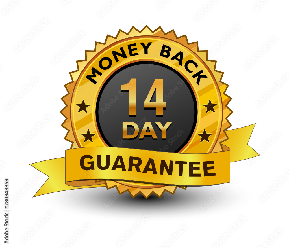Vecteur Stock Strong and powerful golden 14 day money back guarantee ...
