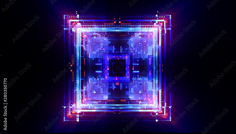 Led Light. luma effect. Future tech. Glare cubes. Digital signal ...