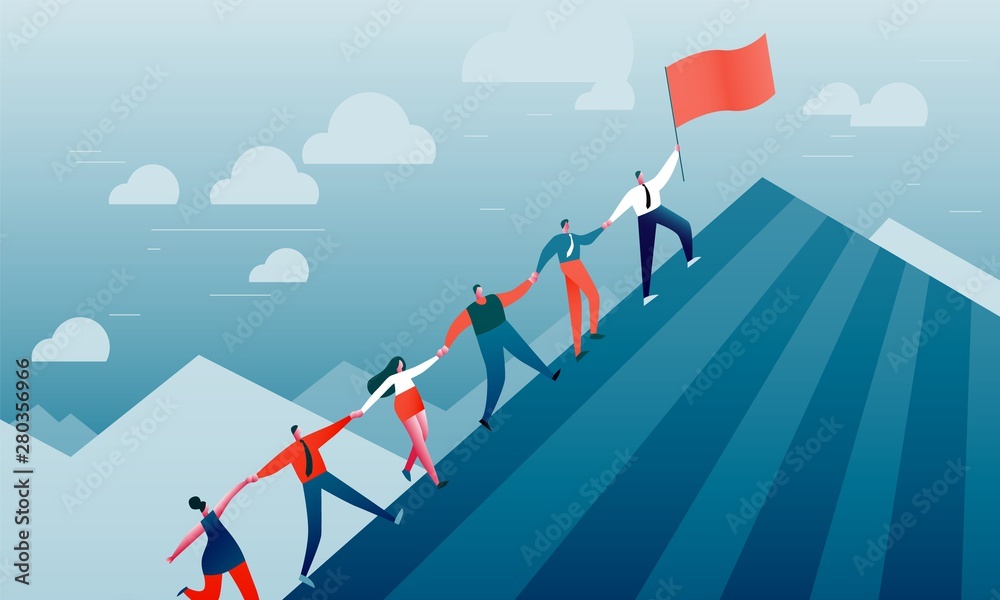 People climb the mountain. Success, business, career, teamwork ...