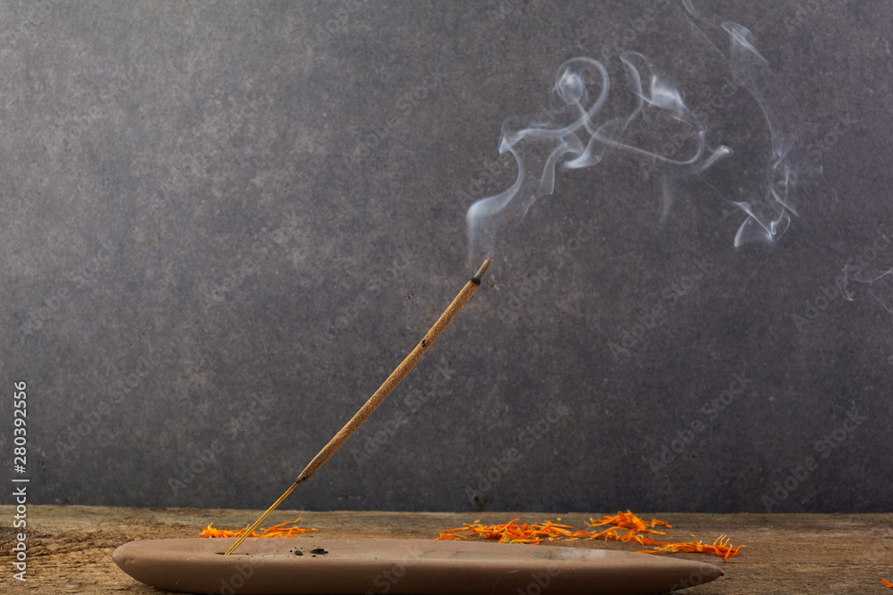 Incense stick and smoke from incense burning. Beautiful smoke ...