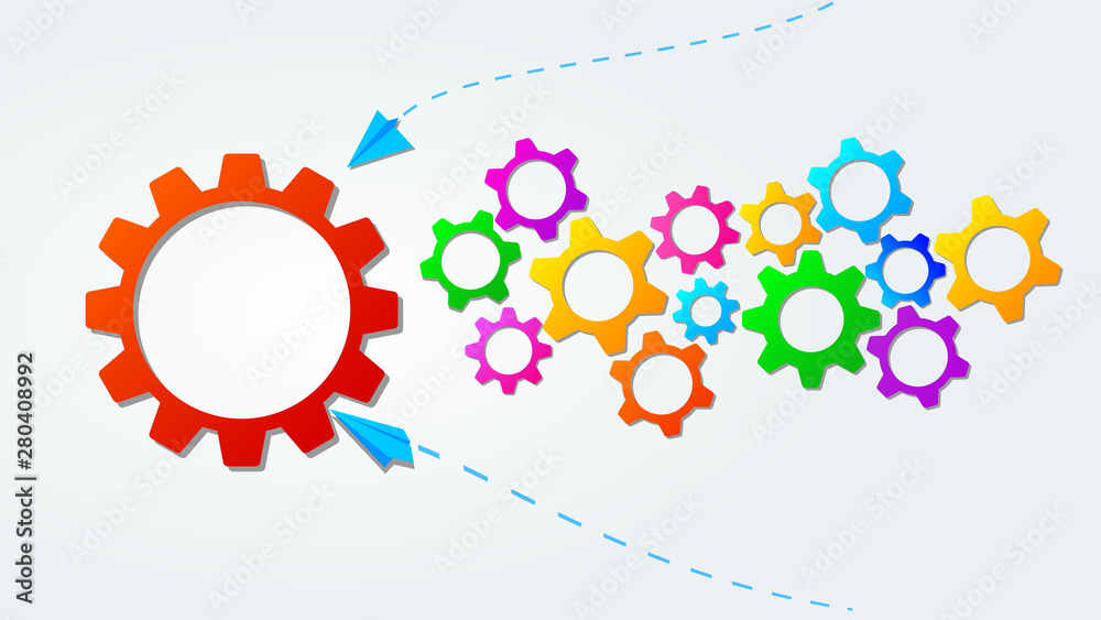 Teamwork concept with colorful gears or cogwheel icons. Business ...