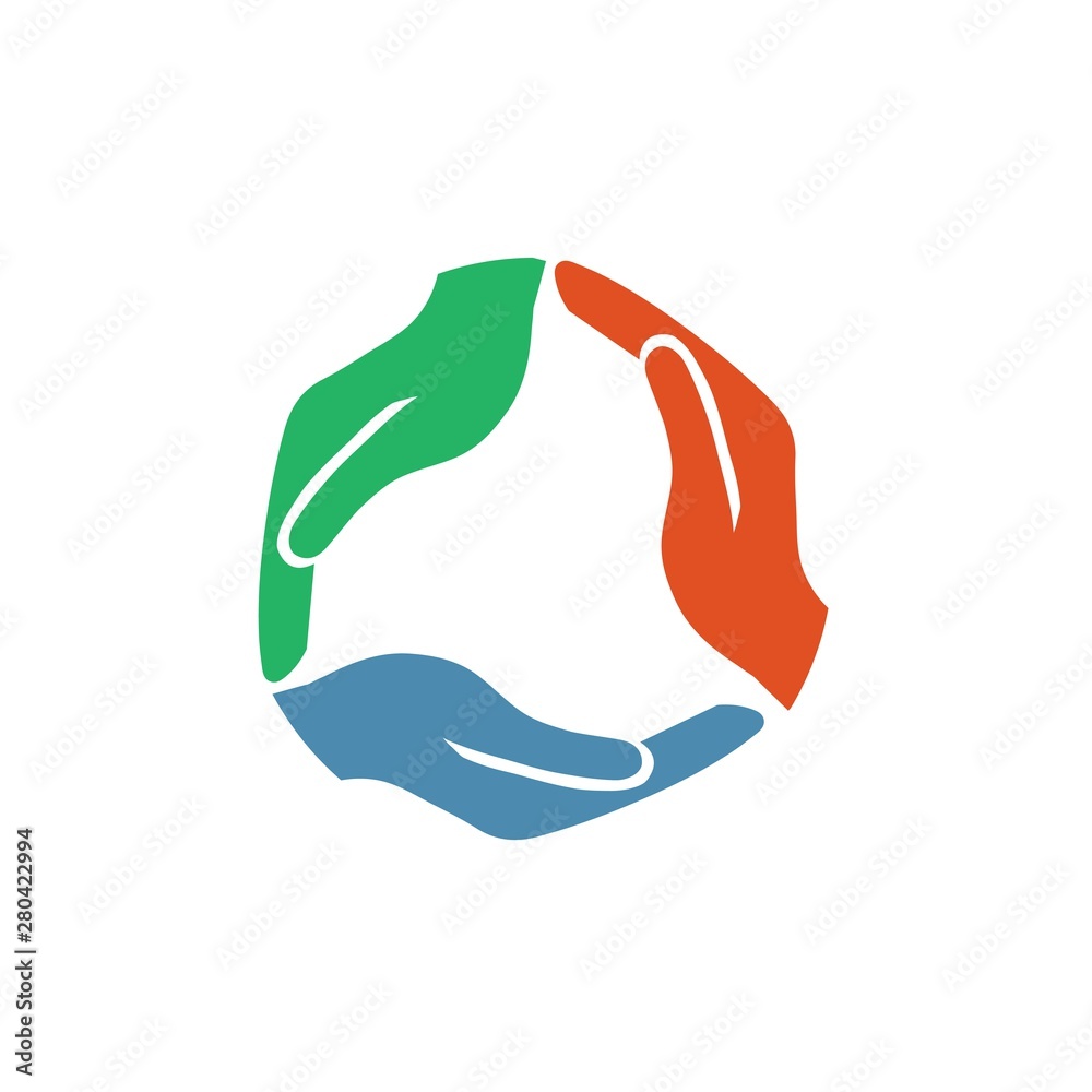 Hands logo. Abstract logo design. Vector concept or conceptual circle ...