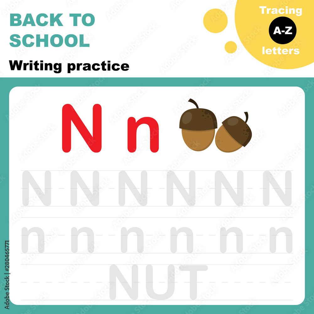 Back to school. Writing practice worksheet. Tasing alphabet letters ...