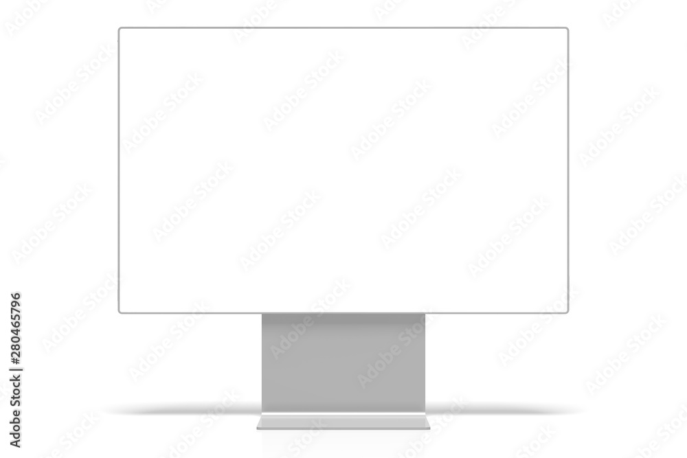 ภาพประกอบสต็อก 3D brandless monitor with empty screen on white ...