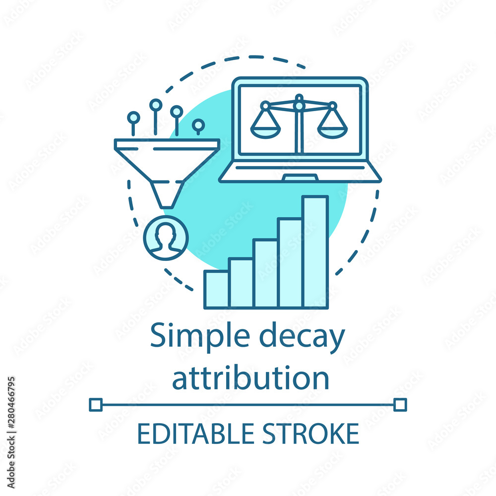 Simply decay attribution blue concept icon. Attribution modeling type ...