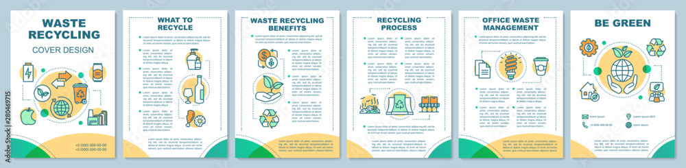 Waste recycling cover design brochure template layout. Environment care ...