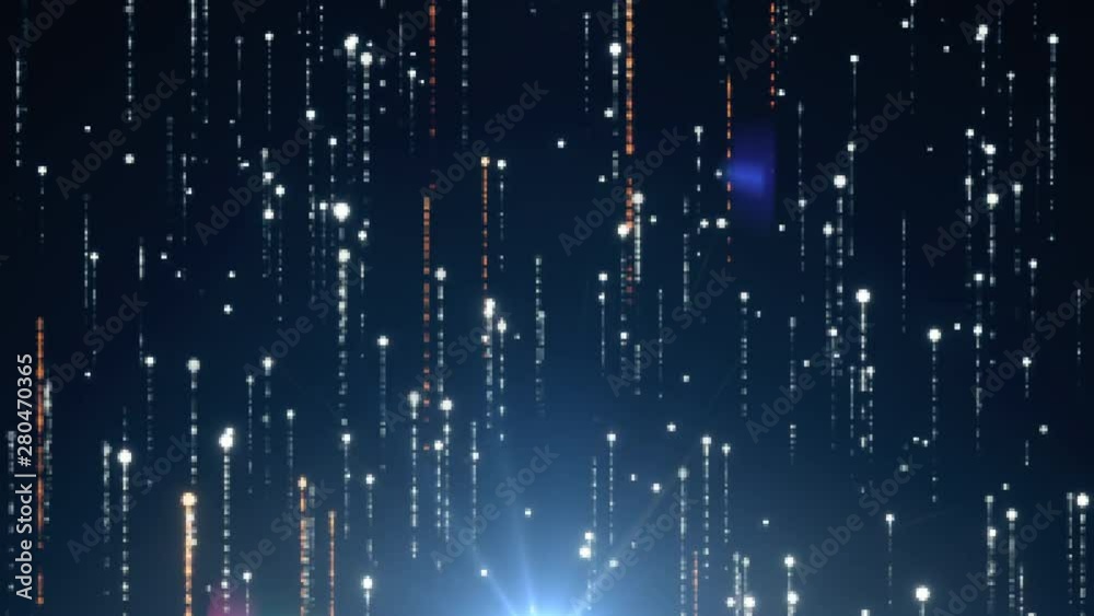 Abstract technology background with animation of fast flying flickering ...