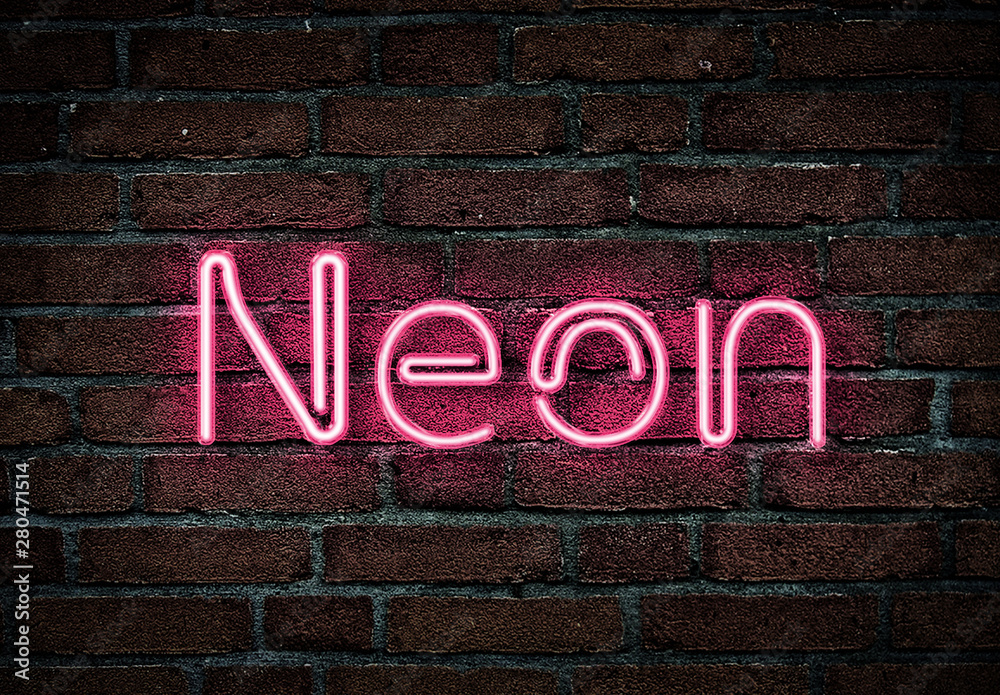 Neon Effect Mockup Stock Template | Adobe Stock