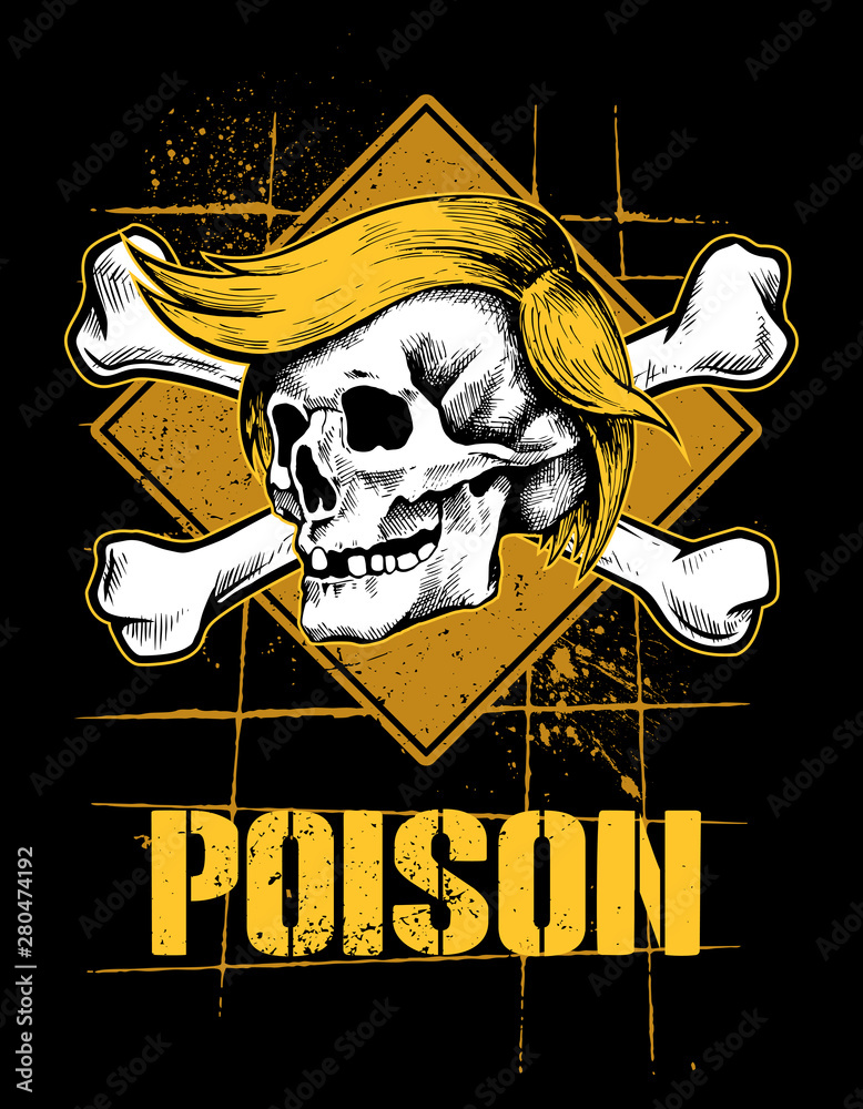 Skull and crossed bones with the poison danger sign, vector image ...