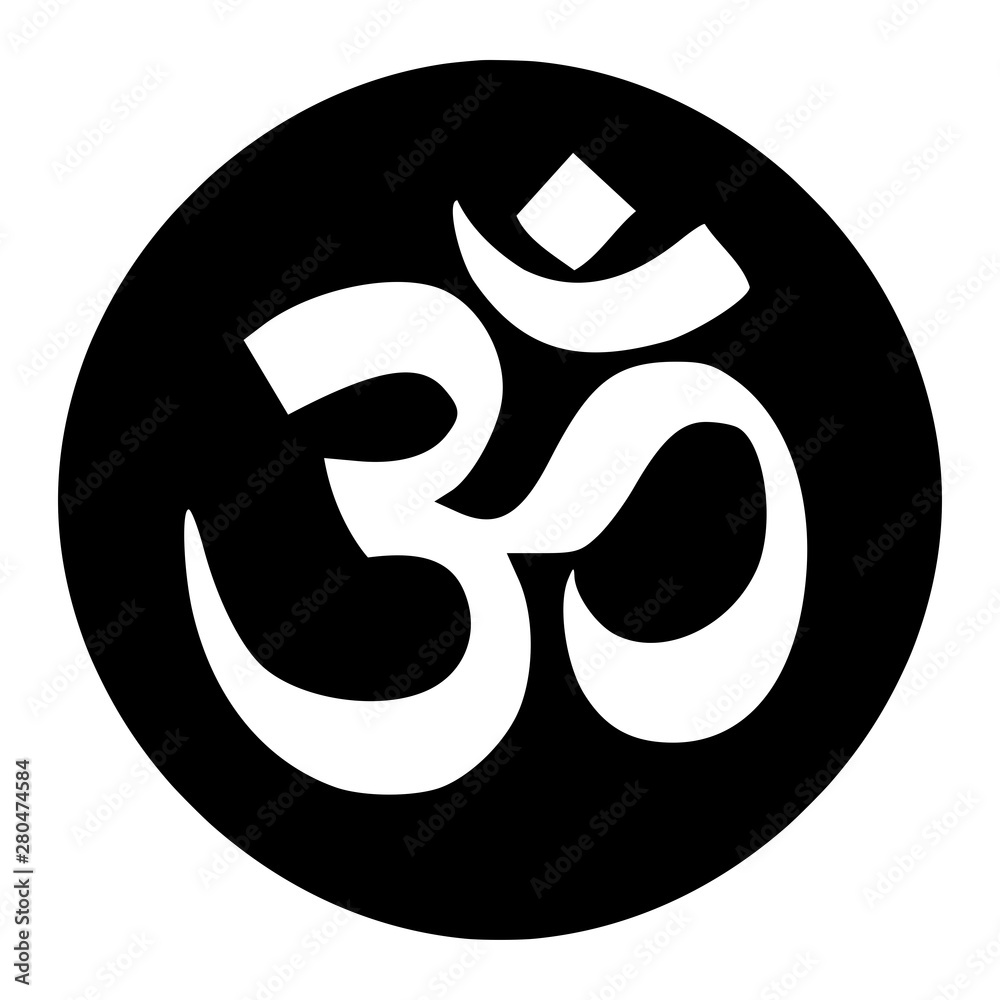 Om symbol icon in a black circle Stock Illustration | Adobe Stock