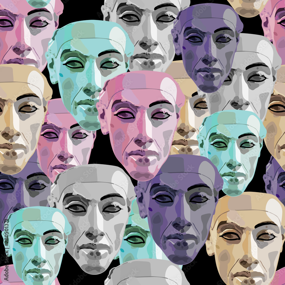 Seamless abstract pattern with heads of ancient Egyptian pharaoh ...