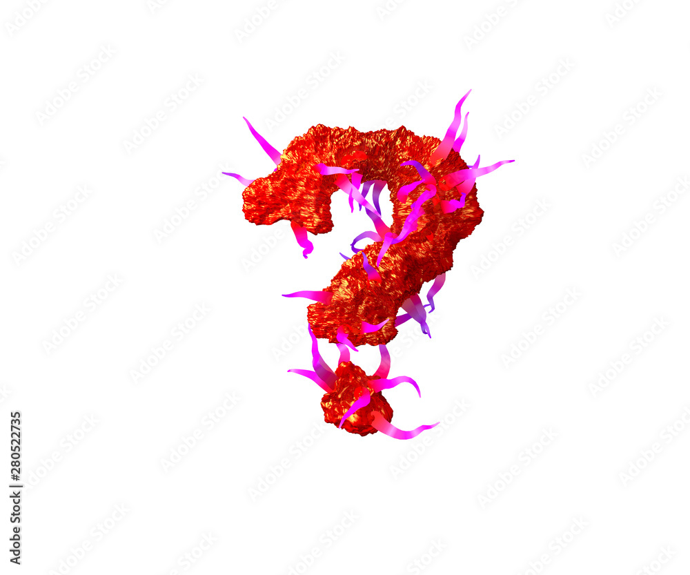 question mark of creepy space alphabet - red jelly with purple ...