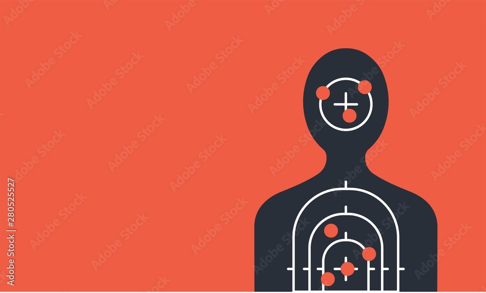 Human shooting target. Vector illustration, uniform background. Stock ...