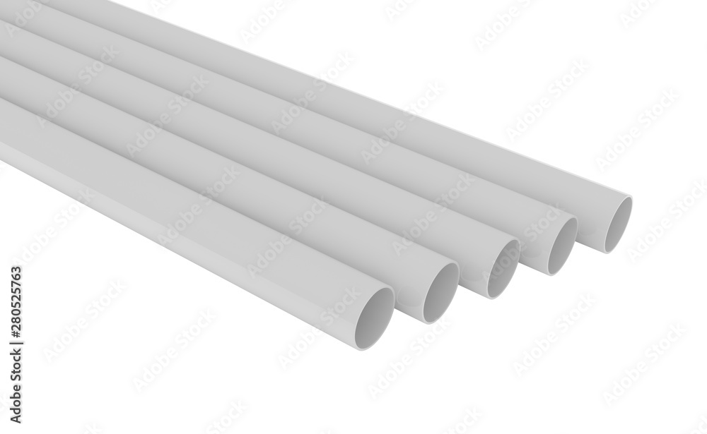 Tubes PVC pipes on white background illustration 3D rendering Stock ...