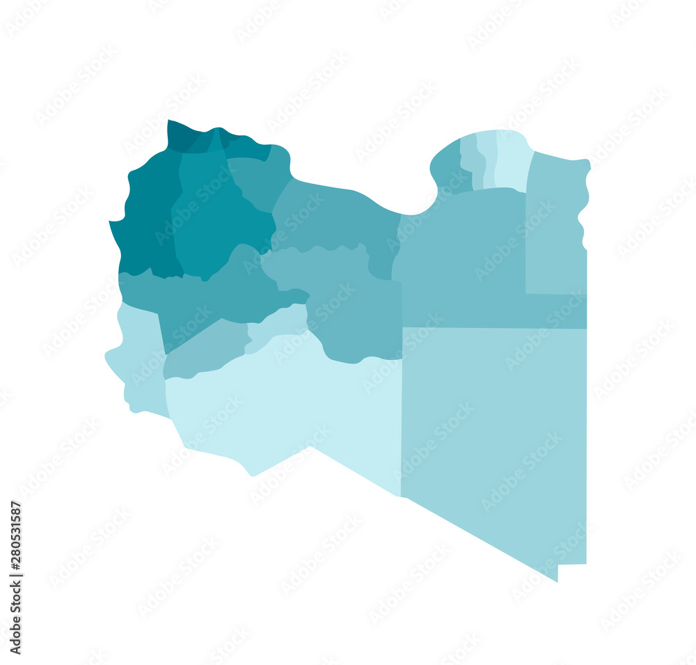 Vector isolated illustration of simplified administrative map of Libya ...