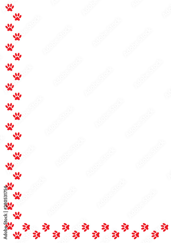 A4 Page Size Paw Print Botder Stock Vector | Adobe Stock