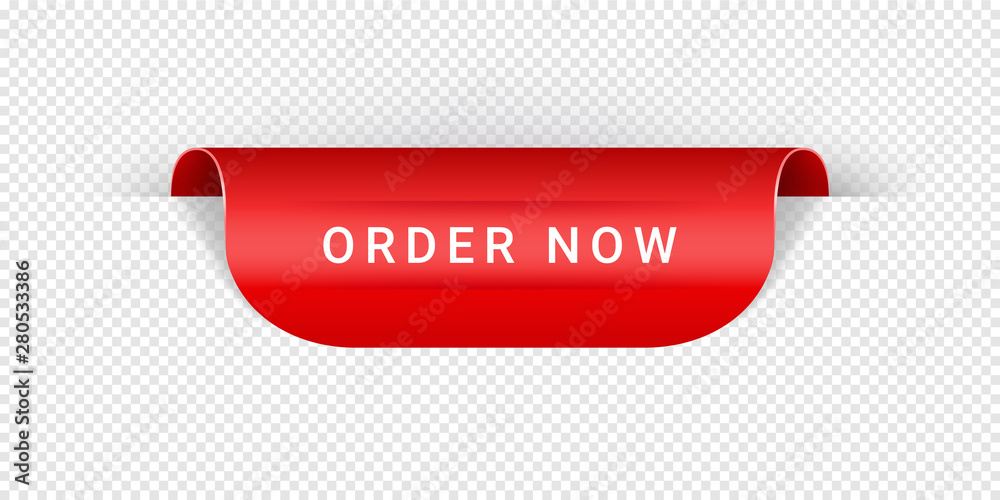 Order Now Vector Sticker, Tag, Banner, Label, Sign Or Ribbon Realistic ...
