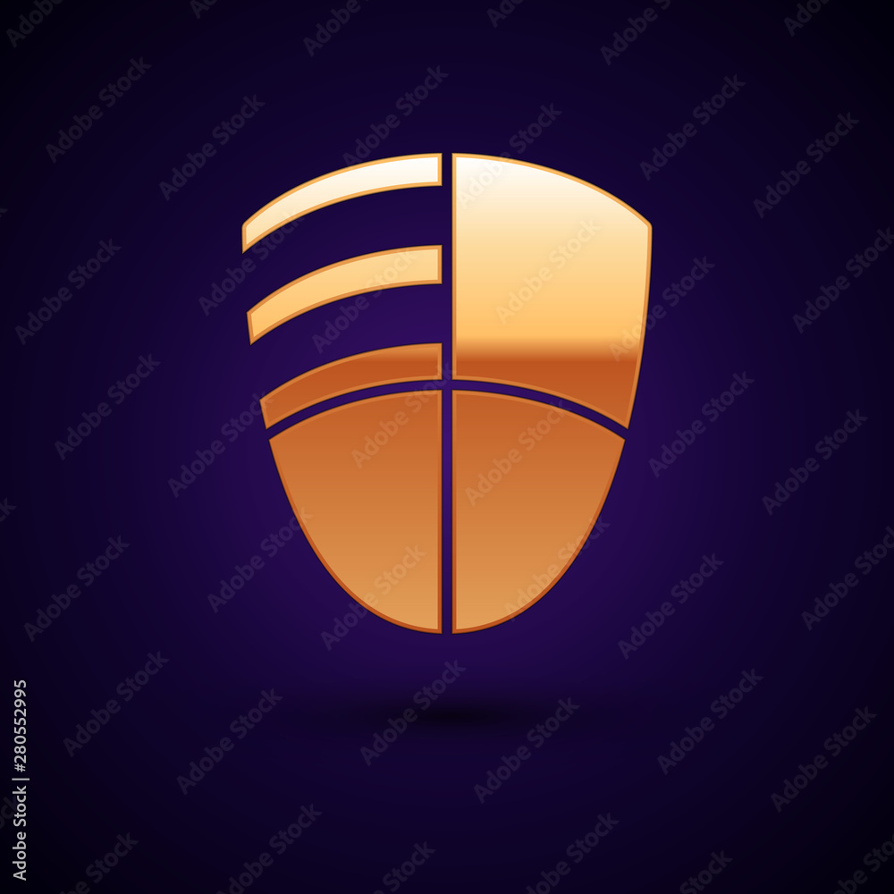 Gold Football club logo template icon isolated on dark blue background ...